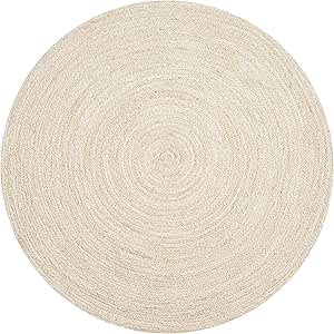 Hausattire Hand Woven Jute Braided Rug, 5’ Round – Off White ...