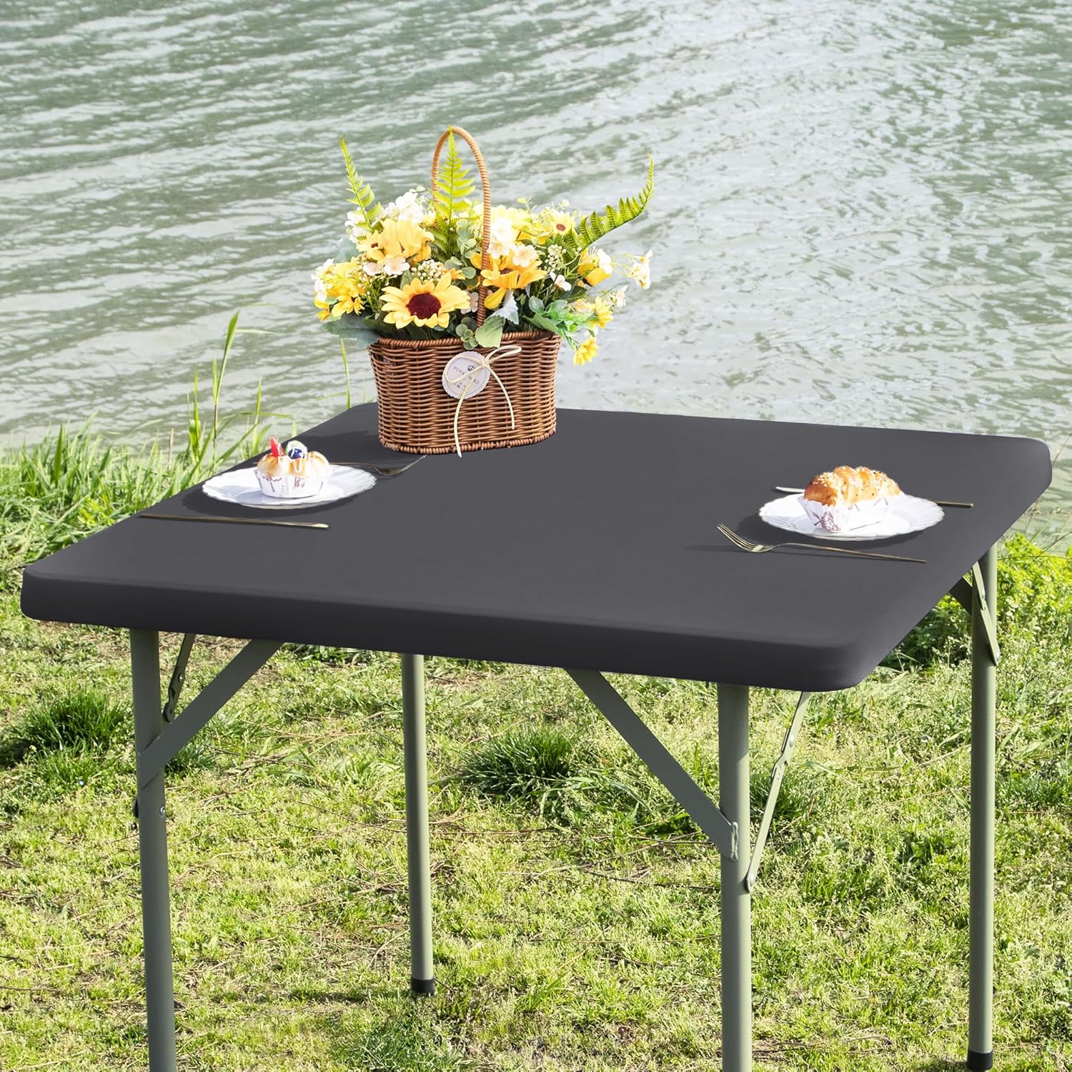 Amazon.com: Nacuci Square Fitted Table Cover Elastic Tablecloth Stretch ...