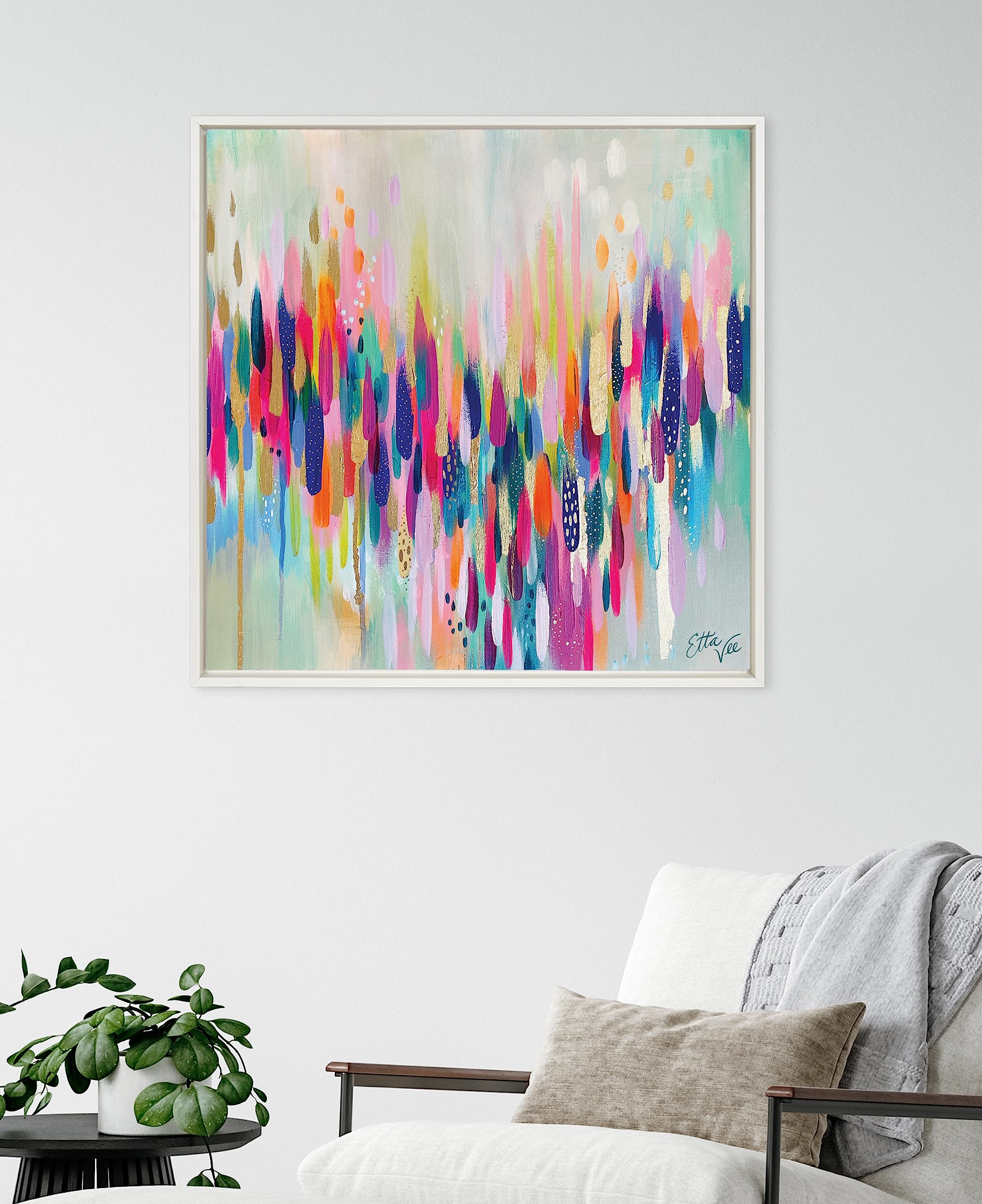 Kate and Laurel Sylvie Brushstroke 154 Framed Canvas Wall Art by Jessi ...