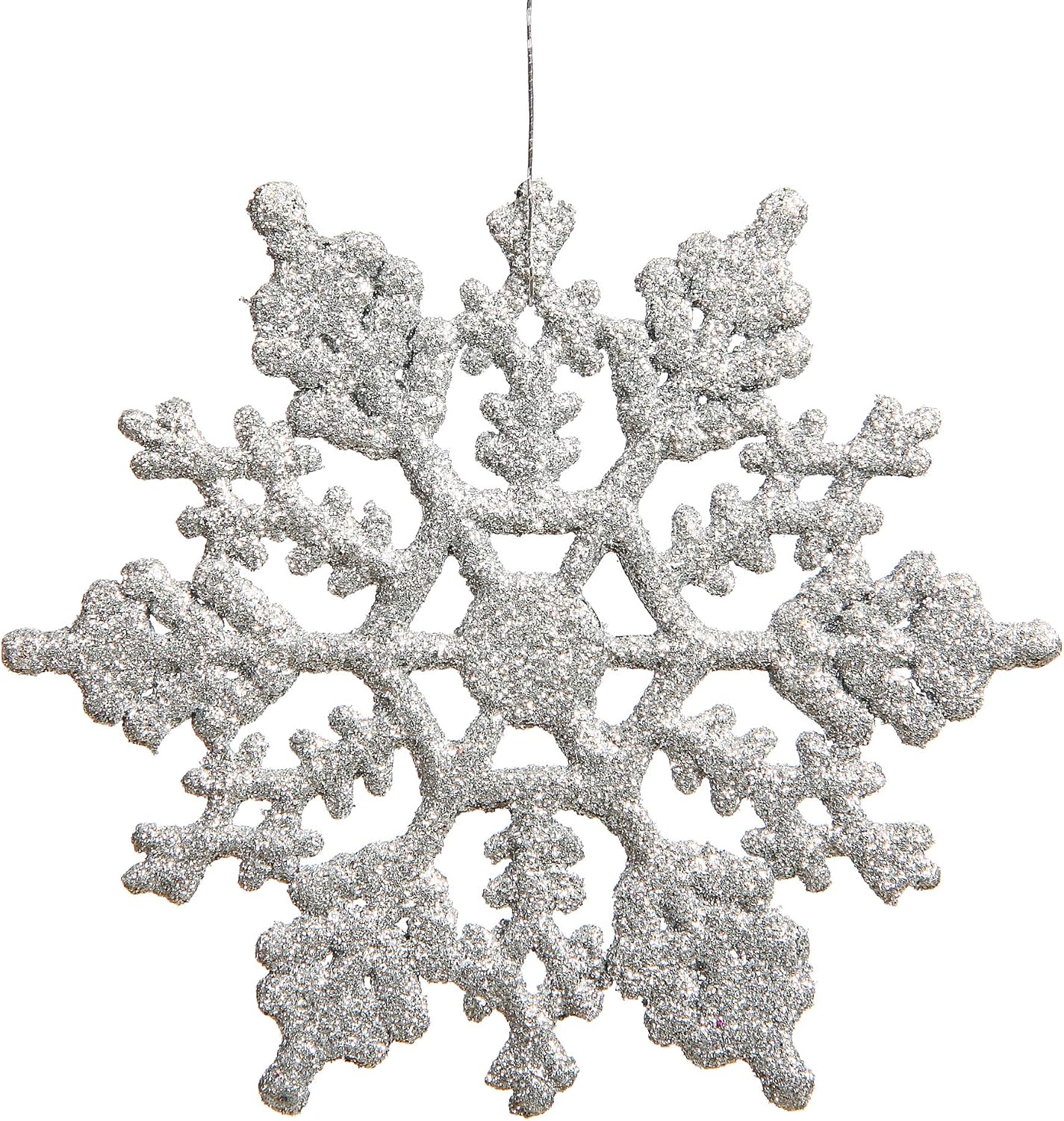 Amazon.com: Vickerman 4" Silver Glitter Snowflake Ornament Set ...