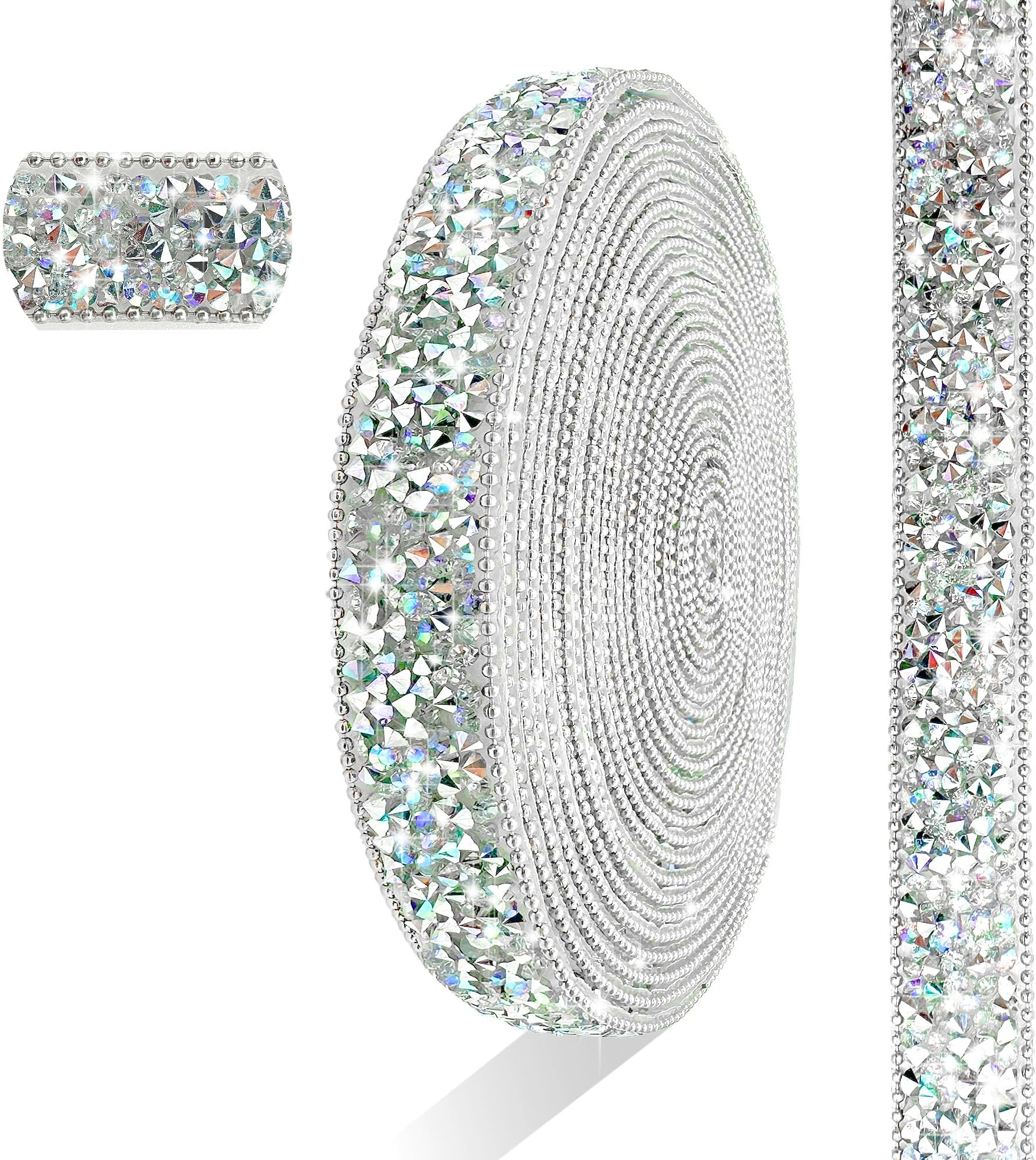 Amazon.com: 3Yards Sliver Self Adhesive Rhinestone Ribbons 3 Styles ...