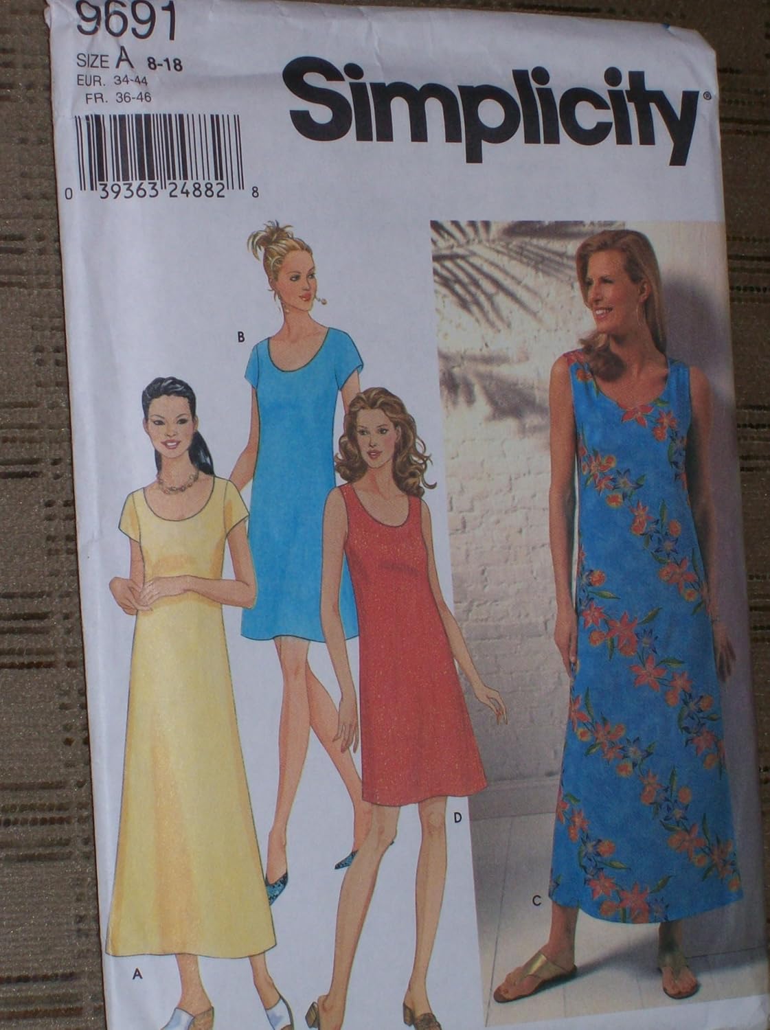 Amazon.com: Simplicity Pattern # 9691 Misses' Dress in Two Lengths Size ...