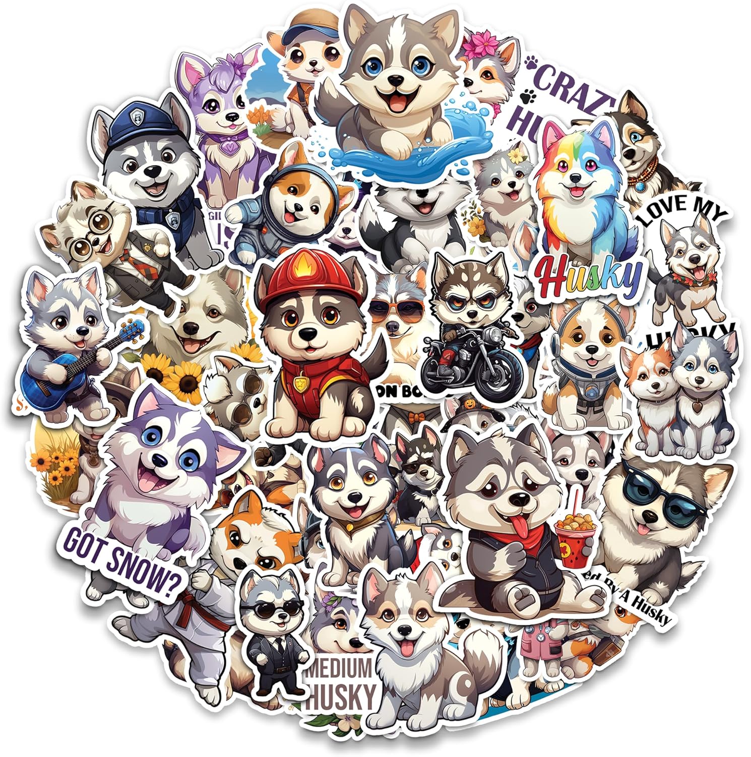 Amazon.com: MONIZY Husky Stickers 50 Pieces Vinyl Waterproof Decal for ...