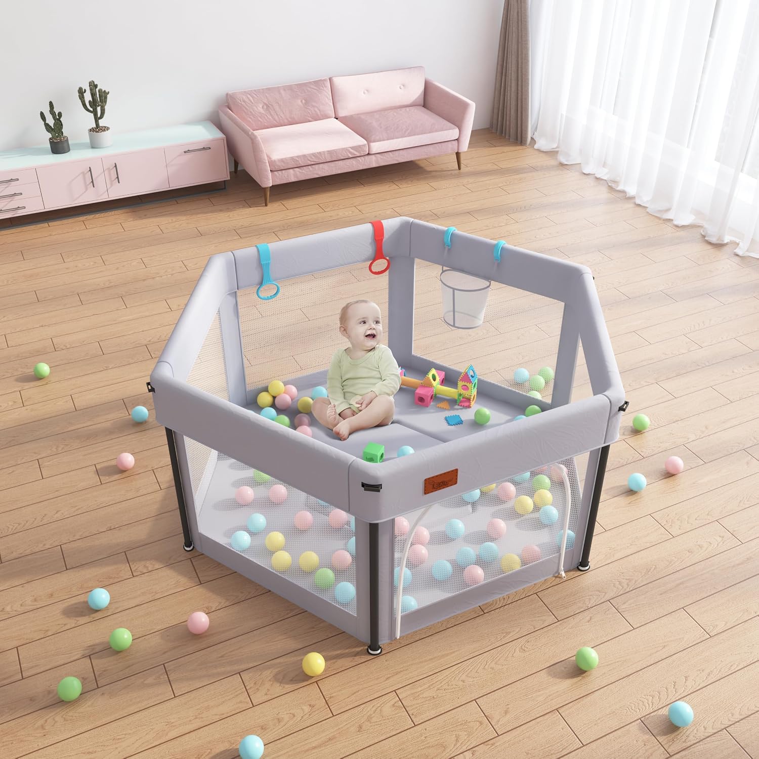 Baby Playpen Foldable, Playpen for Baby and Toddlers with Breathable ...