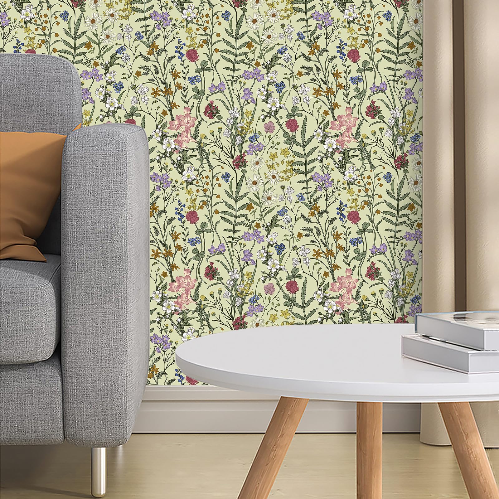Snapklik.com : Light Floral Peel And Stick Wallpaper Boho, Removable ...