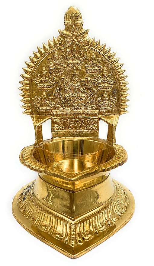 Buy South Indian Arts Brass Ashta Lakshmi, Laxmi Diya Amman Oil Lamp ...