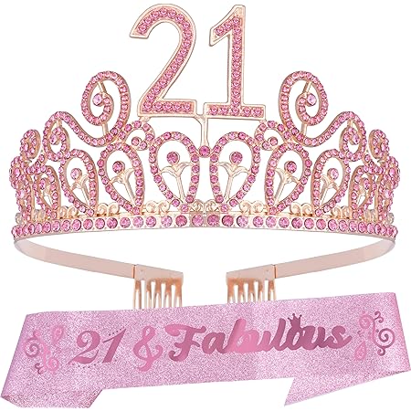 Amazon.com: 21st Birthday Gifts for Girl, 21st Birthday Tiara and Sash ...