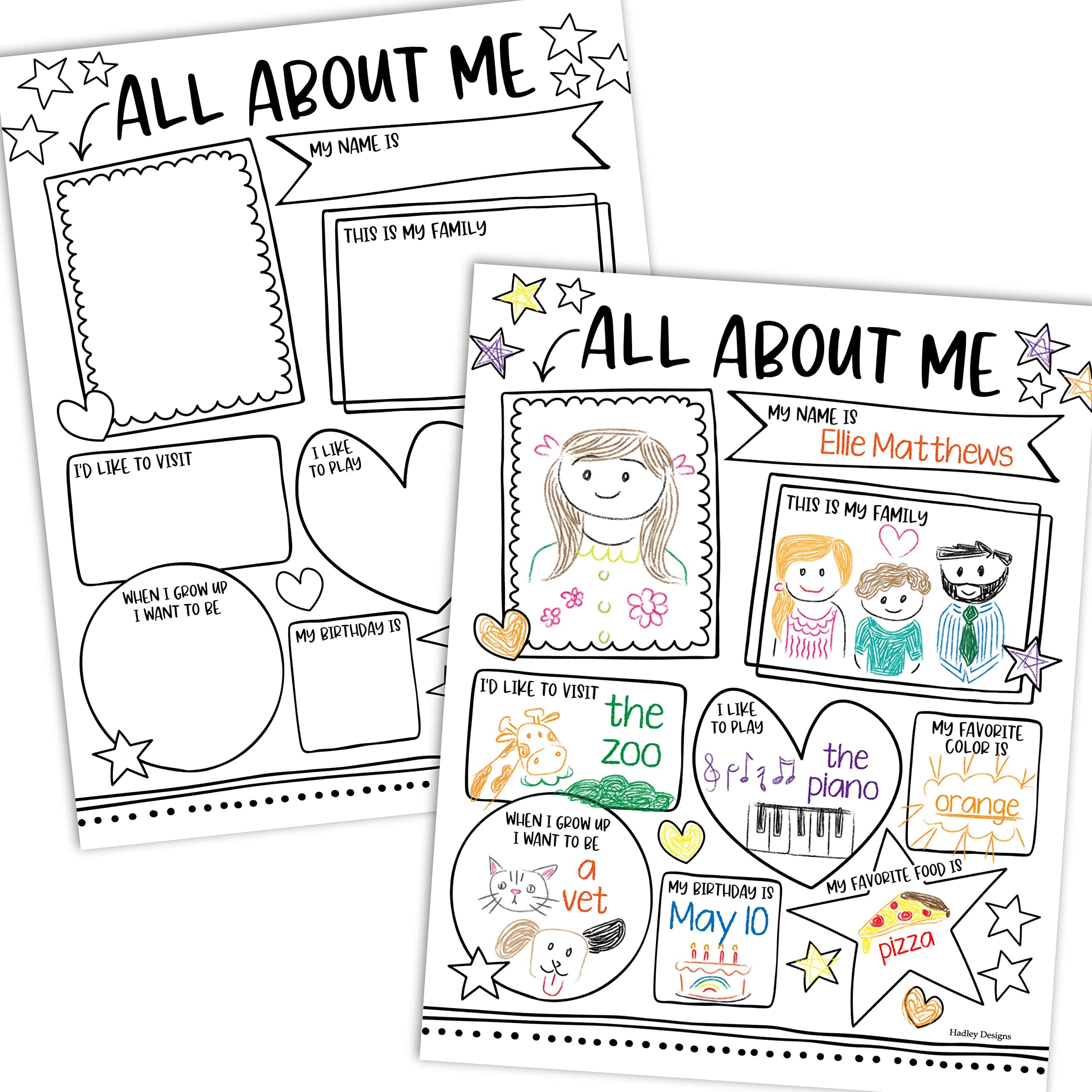 Amazon.com: Fun Express Color Your Own “All About Me” Spanish Posters ...