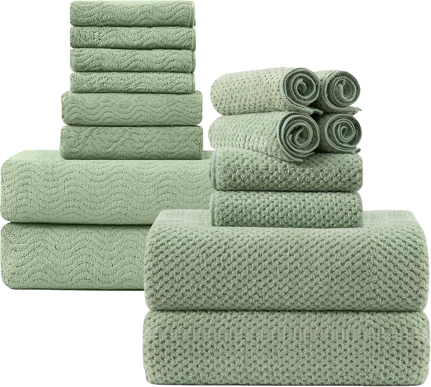 Amazon.com: Ultra Soft 16 Piece Textured Bath Towel Set for Bathroom ...