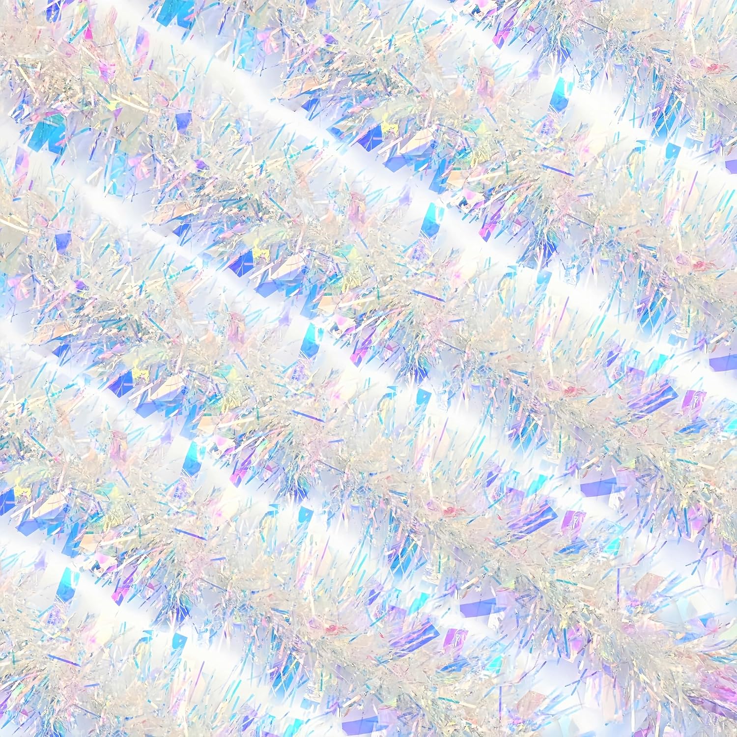 Amazon.com: 50 Feet Iridescent Tinsel Garland for Christmas Tree, White ...