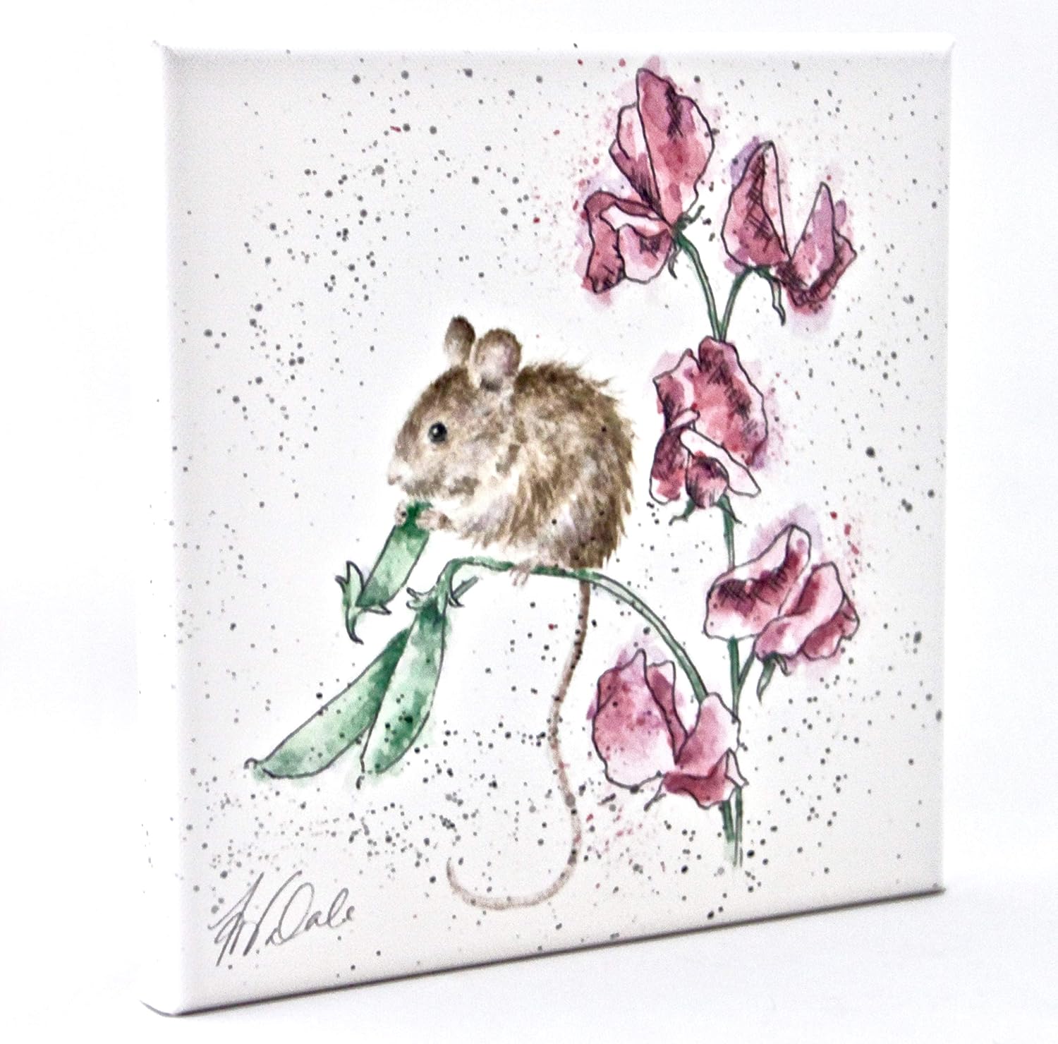 Wrendale Designs Mouse on White Square Canvas 20 Centimetre "The Pea ...