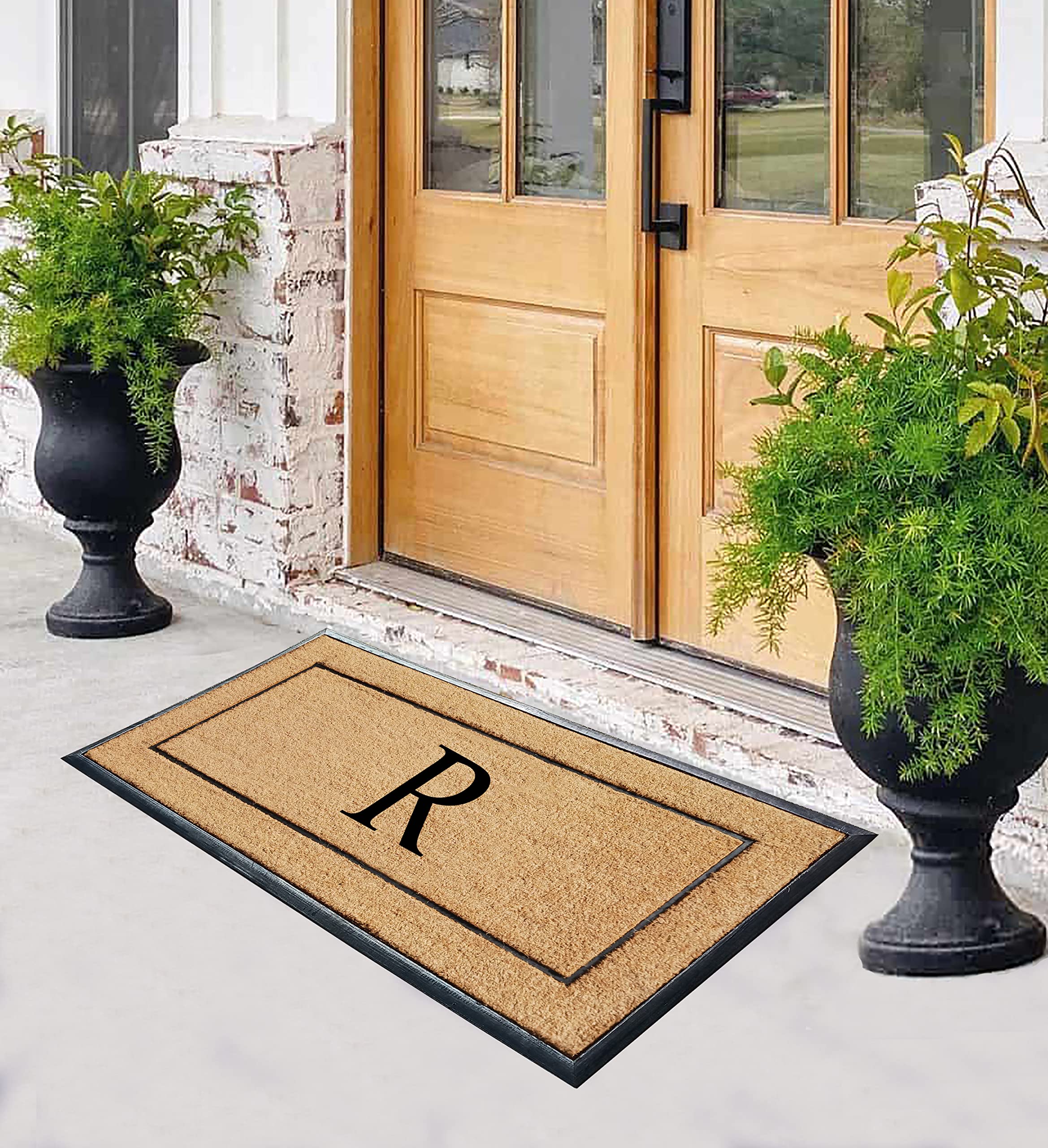 A1HC Natural Coir & Rubber Large Monogrammed Door Mat 30x60 Inches ...