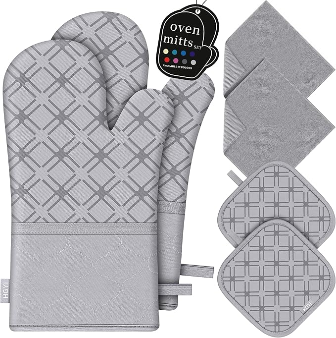 Amazon.com: Oven Mitts and Pot Holders Set with Dishcloths, 500 Degree ...