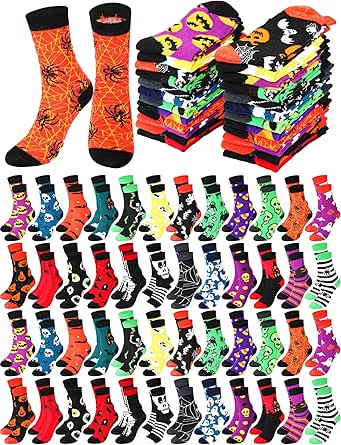 Amazon.com: Ramede 48 Pairs Halloween Socks Bulk for Women Men Fuzzy ...