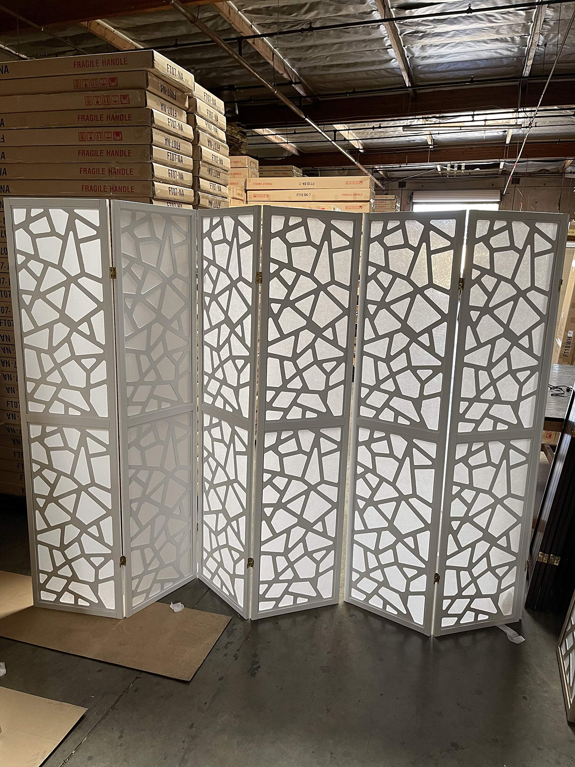 Amazon.com - Roundhill Furniture Giyano Rice Paper/Wood 4-Panel Screen ...