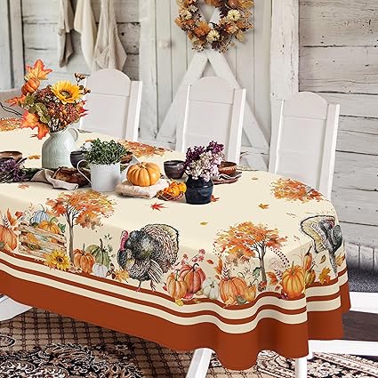 Amazon.com: Yighty Oval Tablecloth 60x84In,Thanksgiving Autumn Harvest ...