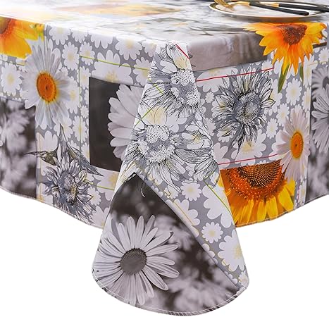 Heavy Duty Vinyl Tablecloth with Flannel Backing Waterproof Oil-Proof ...