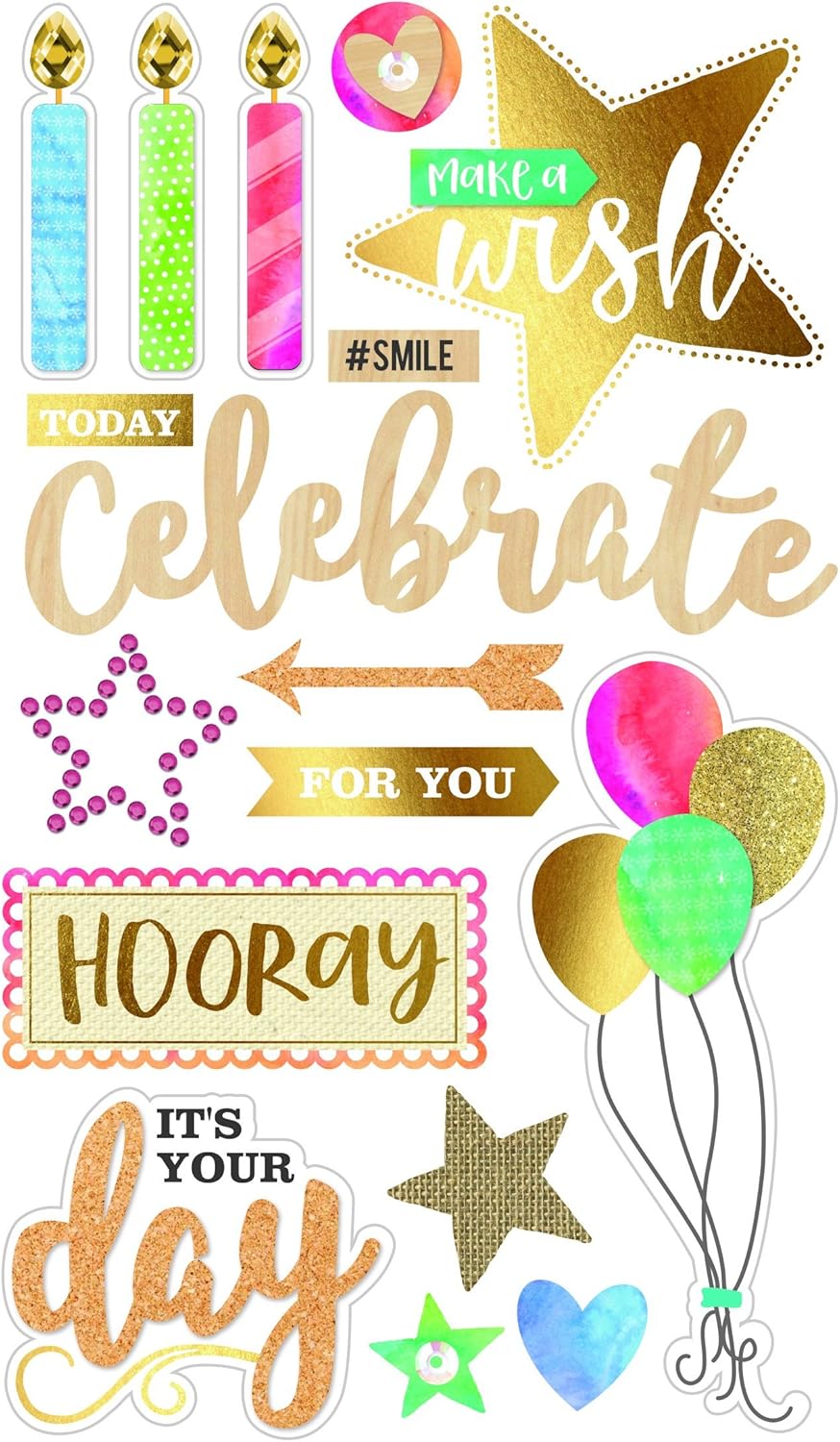 Amazon.com: Momenta Birthday Mixed Media Stickers