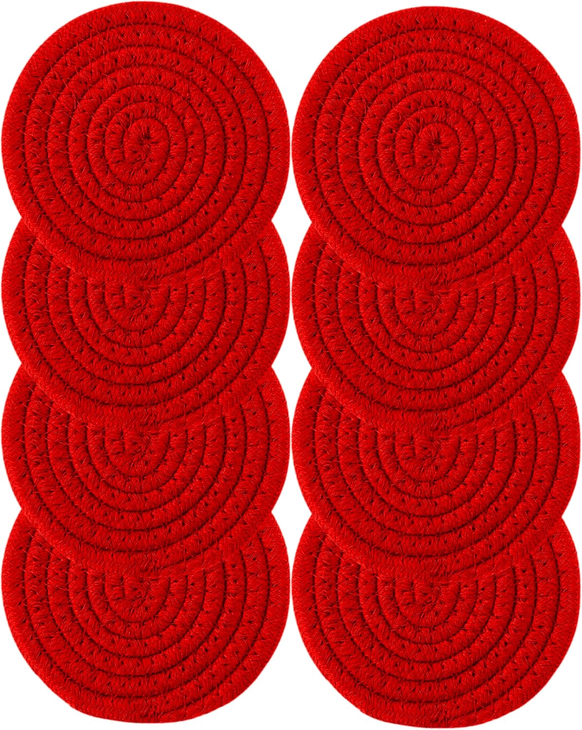 Amazon.com: 8PCS Cotton Round Woven Coasters Drink - Red Handmade ...