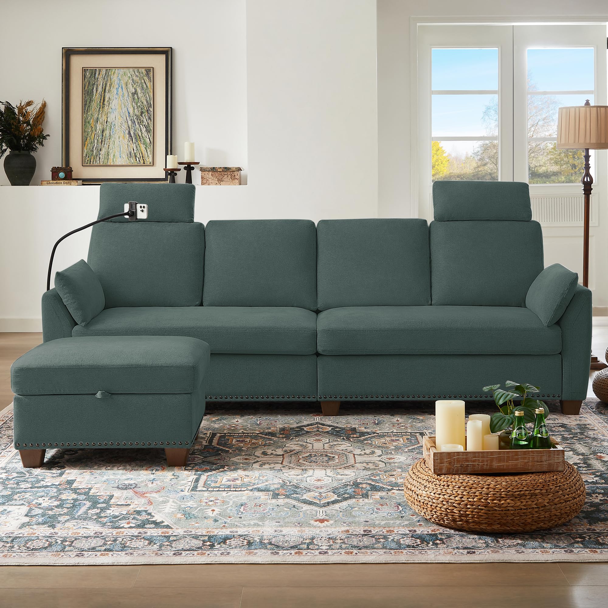 Amazon.com: Sectional Sofa with Storage, High Back Sectional Couch with ...