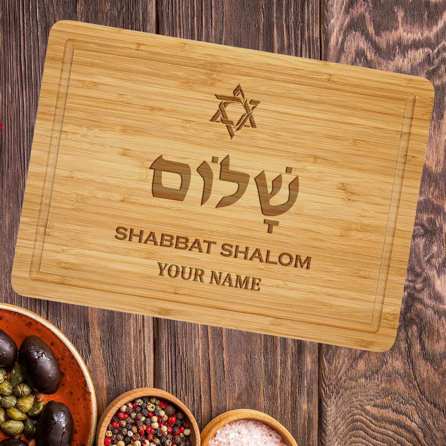 Amazon.com: Shabbat Shalom Engraved Cutting Board, Holla for Challah ...