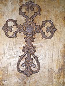 Amazon.com: Cast Iron Victorian Style Religious Cross Rustic Ranch ...
