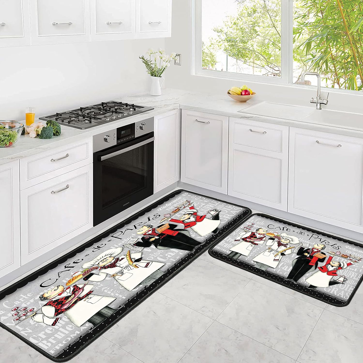 Amazon.com: Ksoemar Fat Chef Rugs Kitchen Mats for Floor 2 Piece, Anti ...