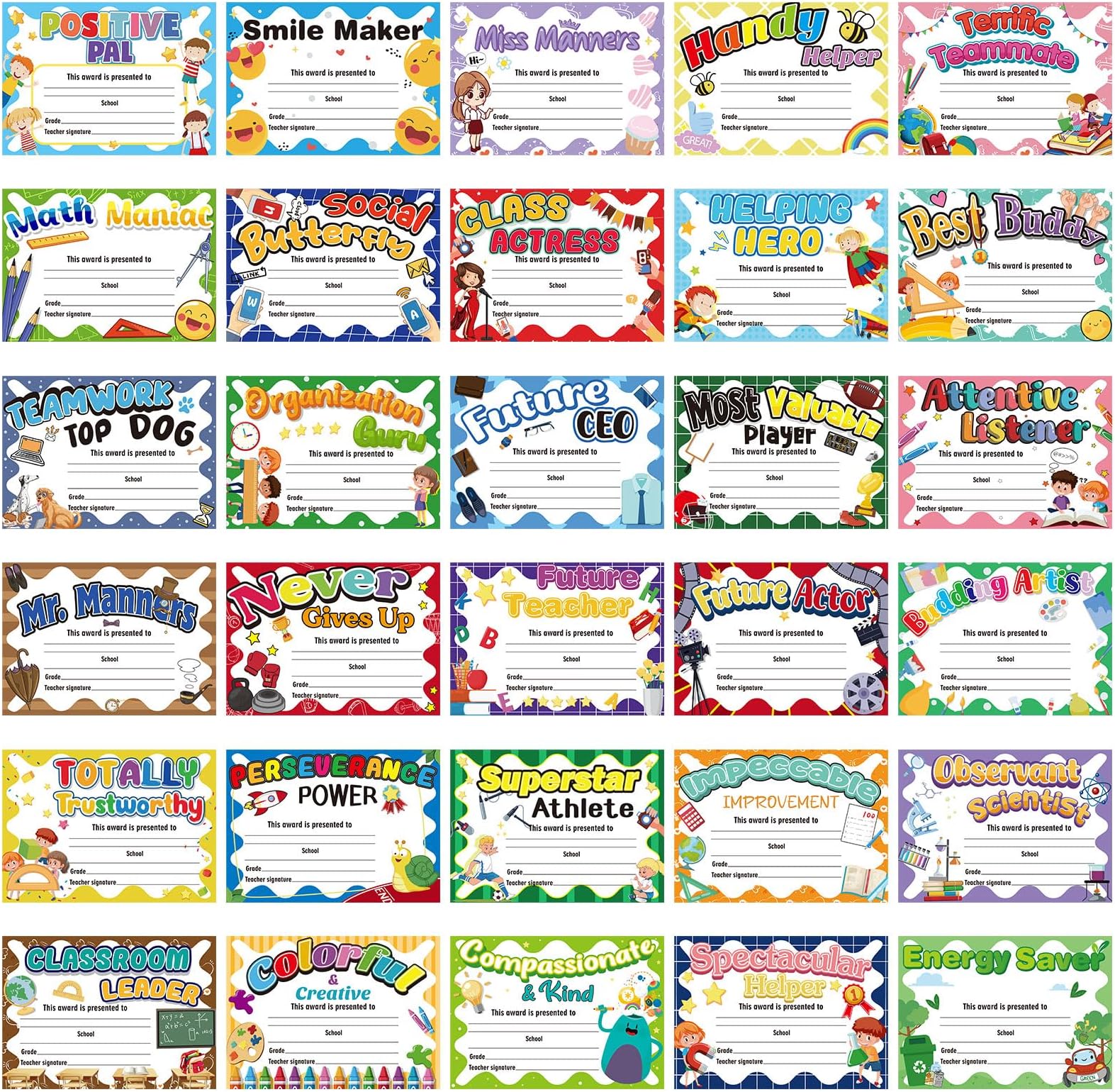 Amazon.com : Sherr 60 Pcs Student of Award Certificates for Kids End of ...