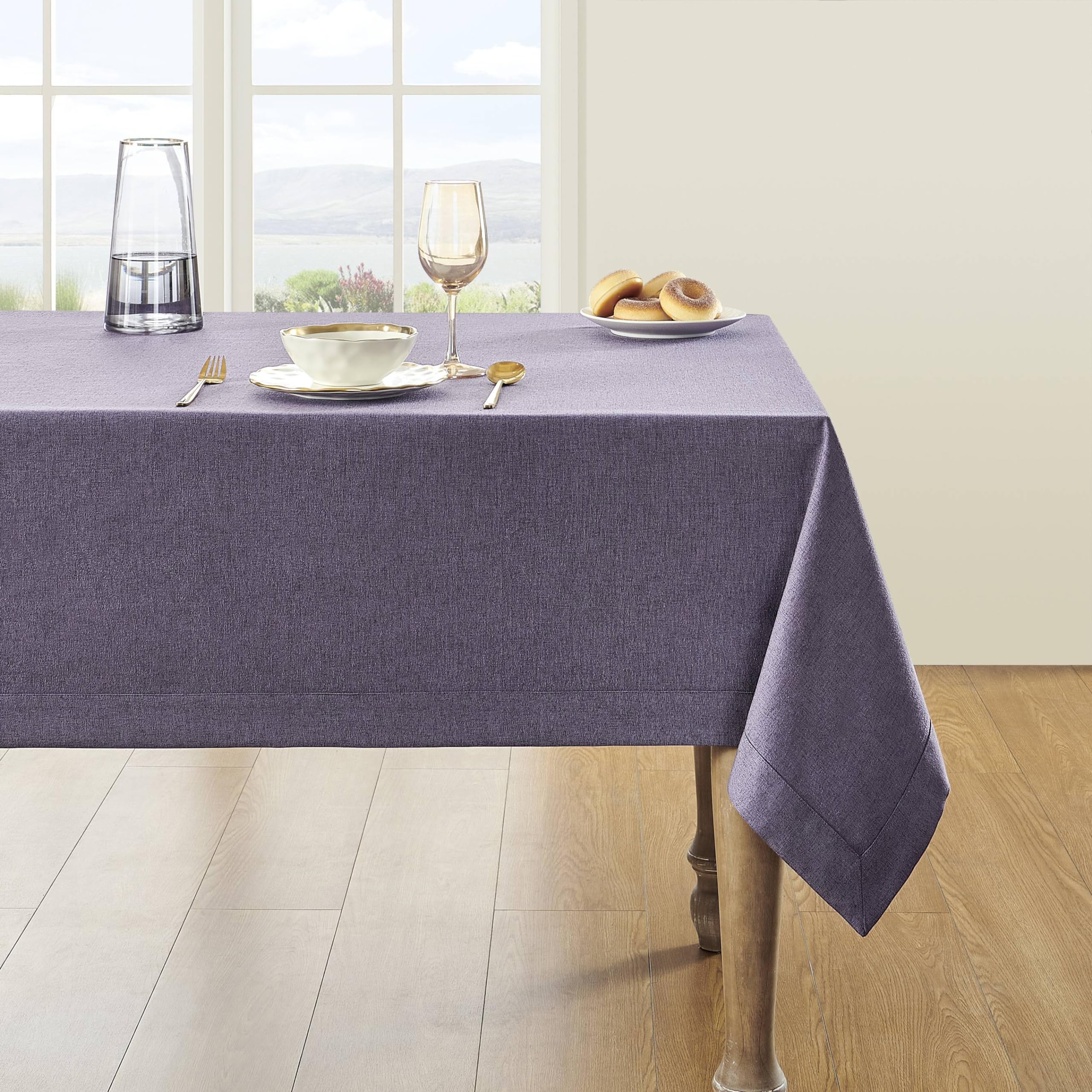 Amazon.com: ZeeMart Purple Tablecloth, Farmhouse Linen Style Table ...