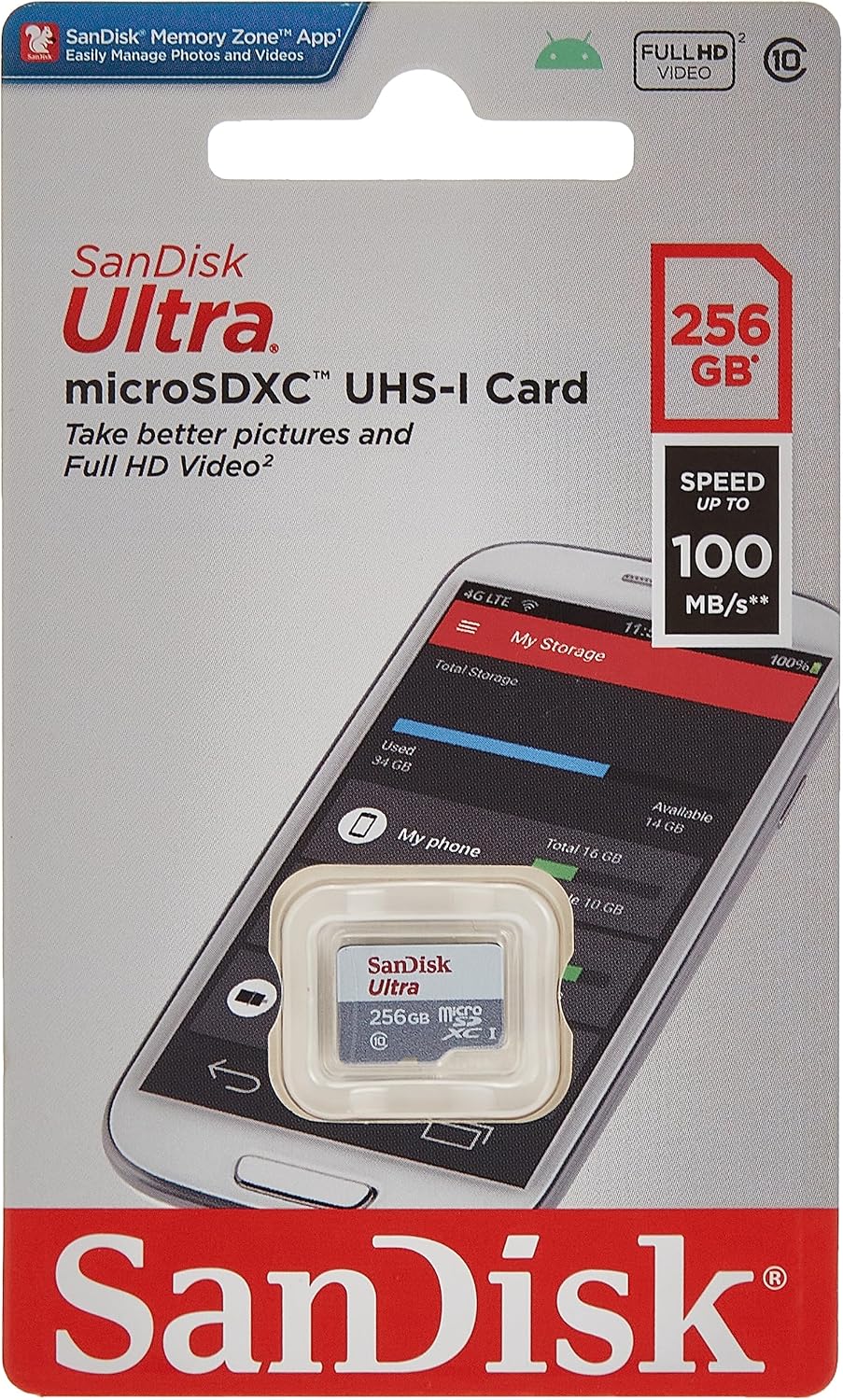 SanDisk 256GB Ultra microSDXC UHS 1 Card 100MB/s Grey -SDSQUNR-256G-GN3MN, Grey : Buy Online at ...