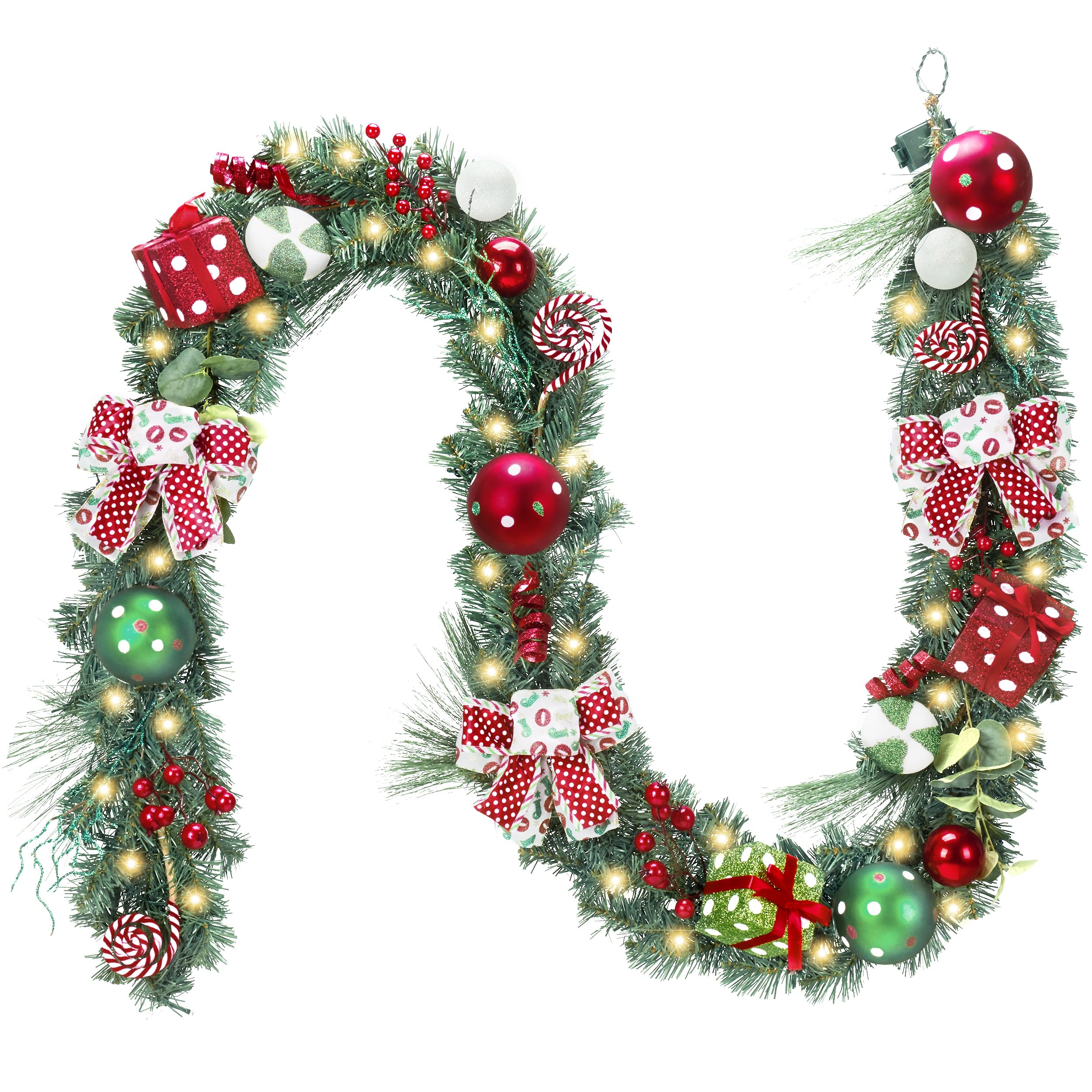 Amazon.com: Valery Madelyn 9 feet Pre-Lit Christmas Garland with Lights ...