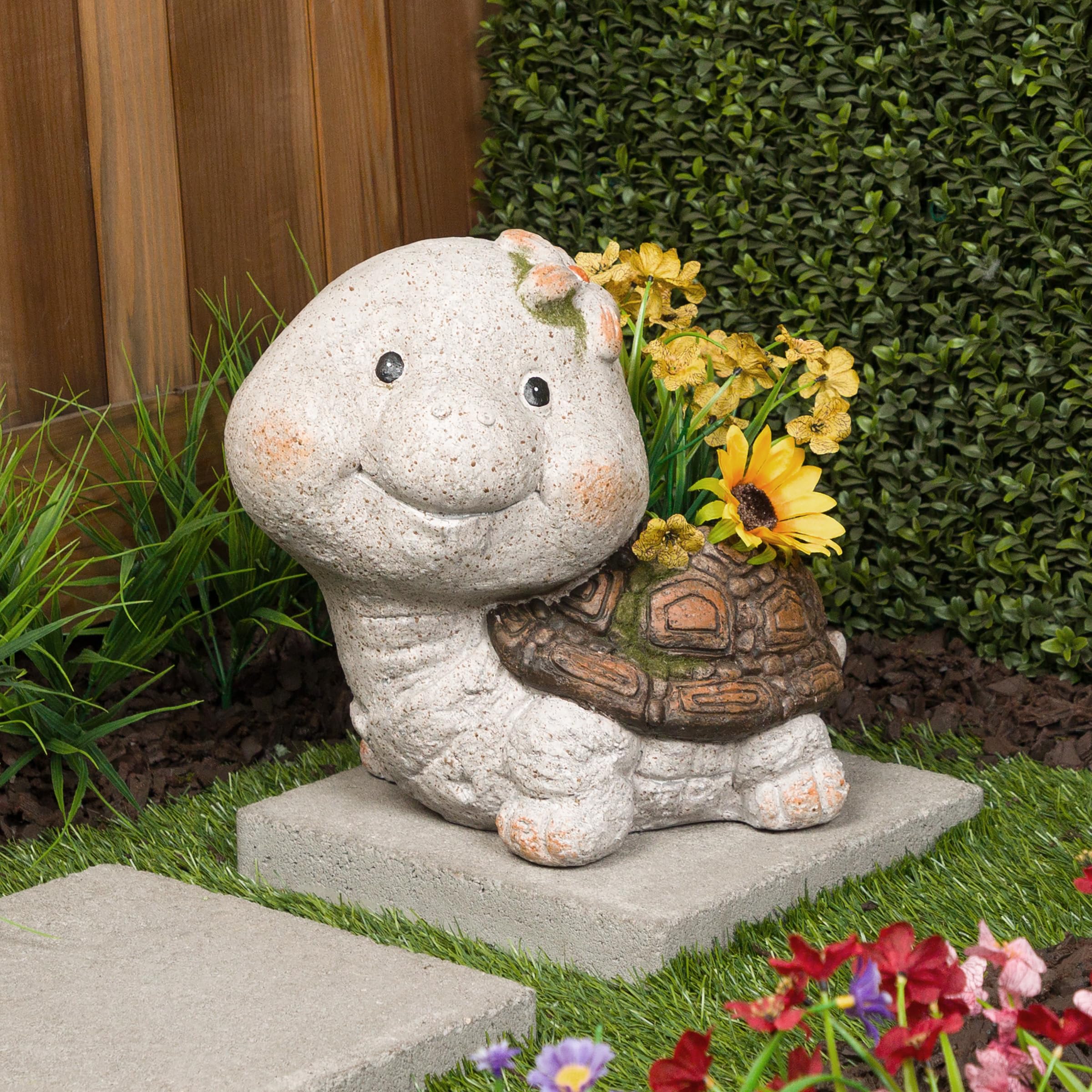 Amazon.com: Alpine Corporation WQA1596 Blushing Tortoise Statue Planter ...