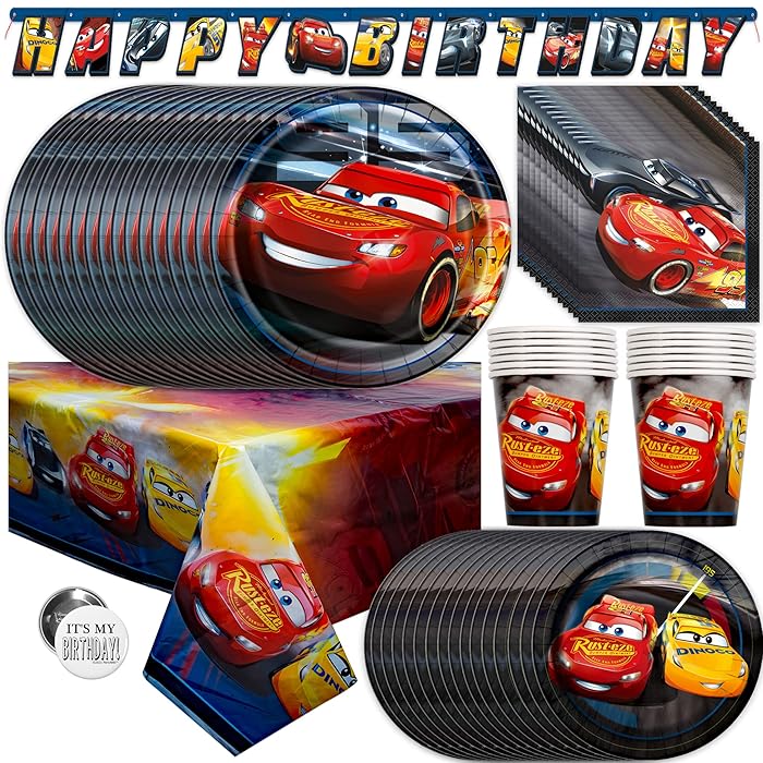 Buy Disney Cars Party Supplies and Decorations for Birthday, Serves 16 ...