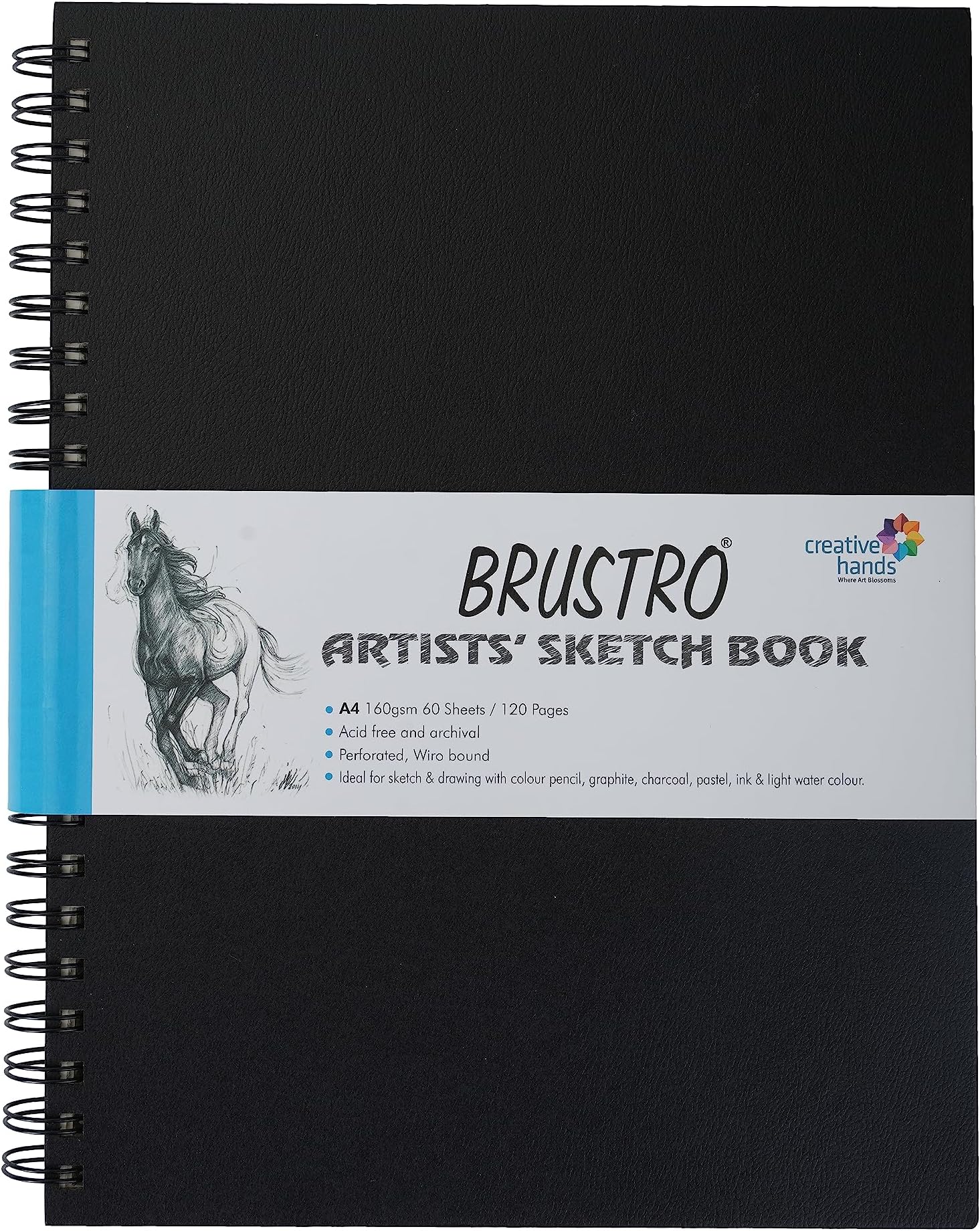 BRUSTRO Artists Wiro Bound Sketch Book | Spiral | A5 Size | 120 Pages - 160 GSM | Ideal for ...