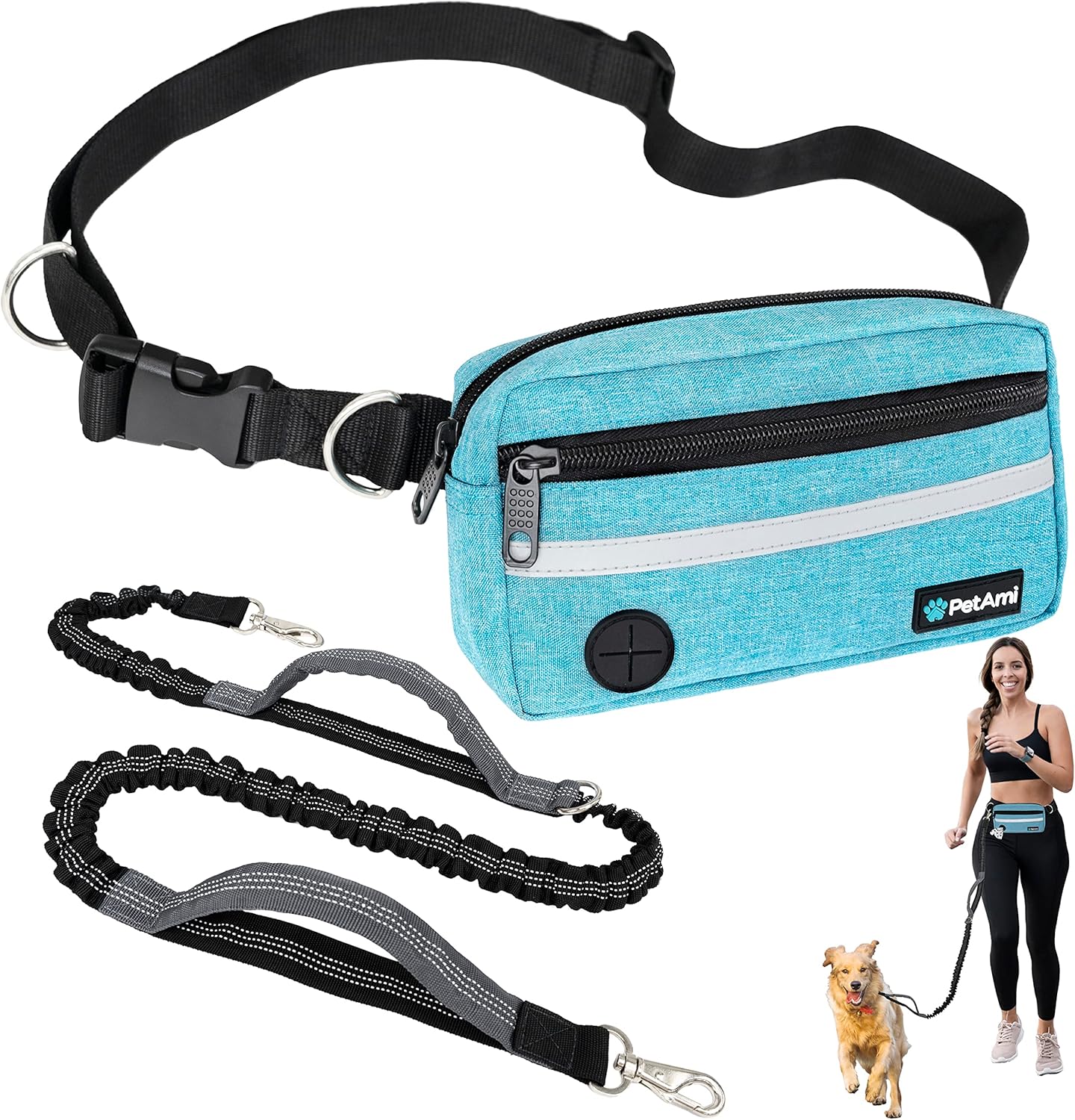 Amazon.com : PetAmi Hands Free Dog Leash, Running Leash Belt for Walking, Jogging, Waist Zipper ...