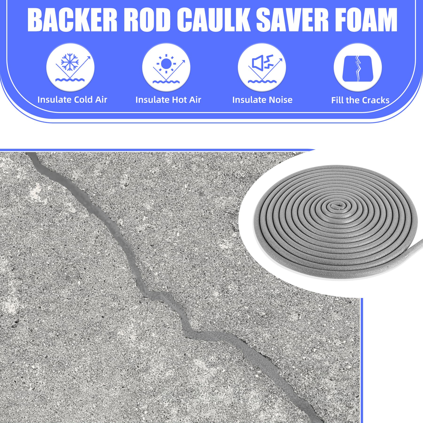 Snapklik.com : 1/4" Diameter X 59 Length Backer Rod Caulk Saver Foam ...