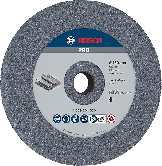 Bosch Pro Metal 60 Grit Grinding Wheel for Bench Grinder, 150 mm Disc ...