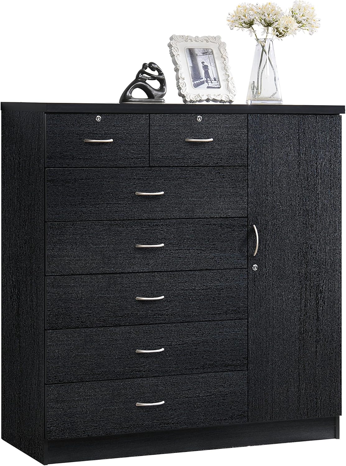 Amazon.com: Hodedah 7 Drawer Jumbo Chest, Five Large Drawers, Two ...
