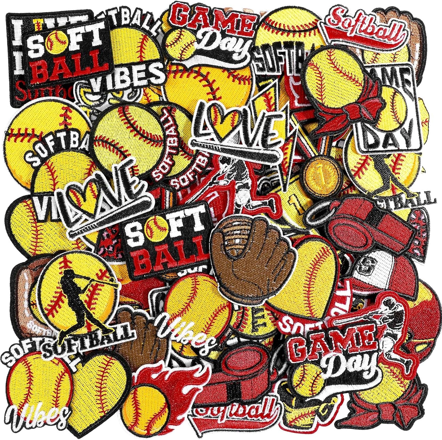 Amazon.com: Hunnmingre 72 Pcs Softball Iron on Patches Embroidered Softball Patches Iron on Hat ...
