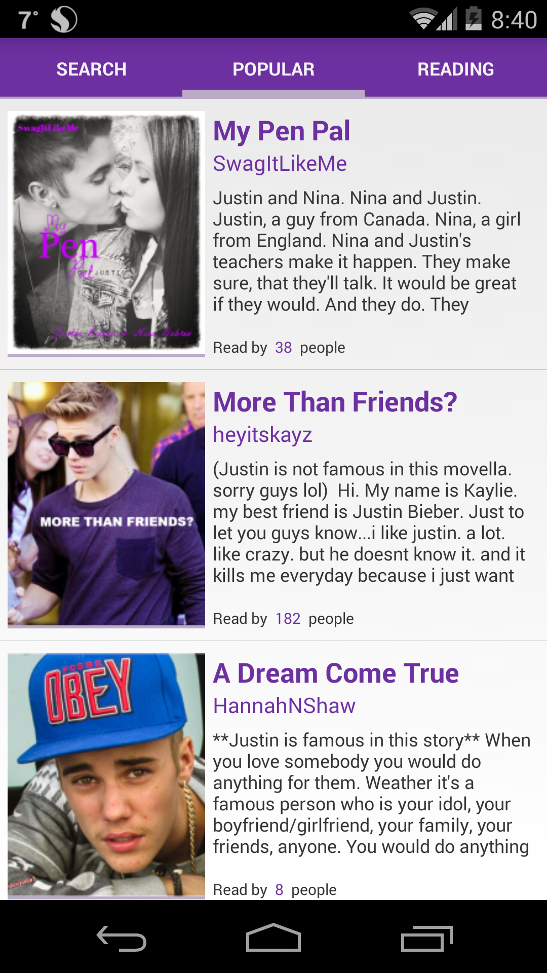 Fanfiction for JB - App on Amazon Appstore