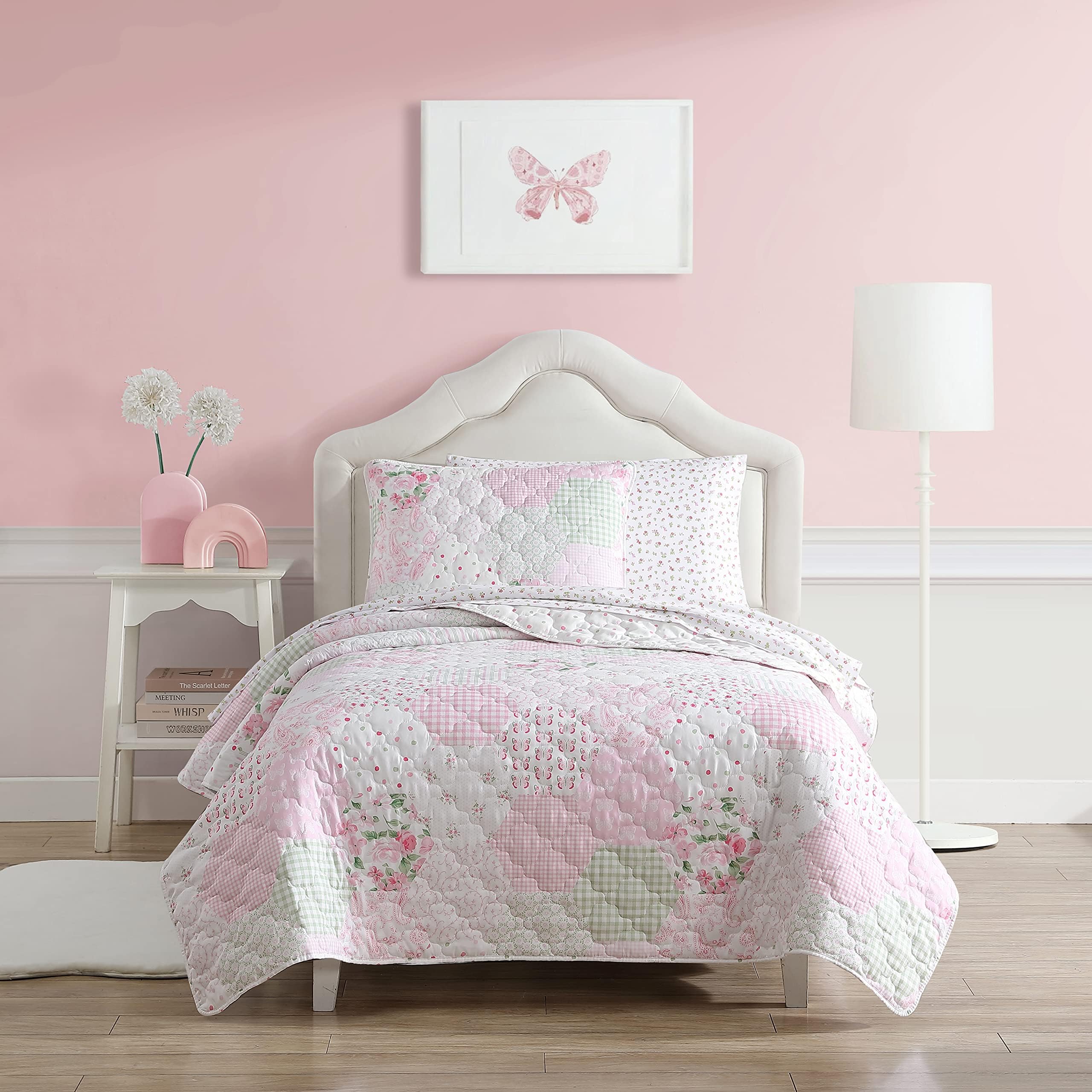 Amazon.com: HNNSI Cotton Kids Girls Bedspread Quilt Sets Queen Size 3 ...