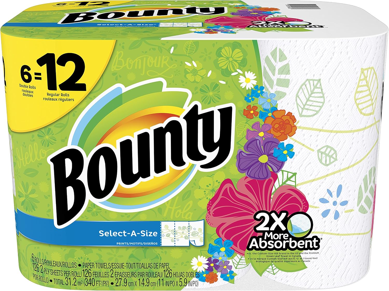 Amazon.com: Bounty Select-A-Size Paper Towels Print, 6 ct : Health ...