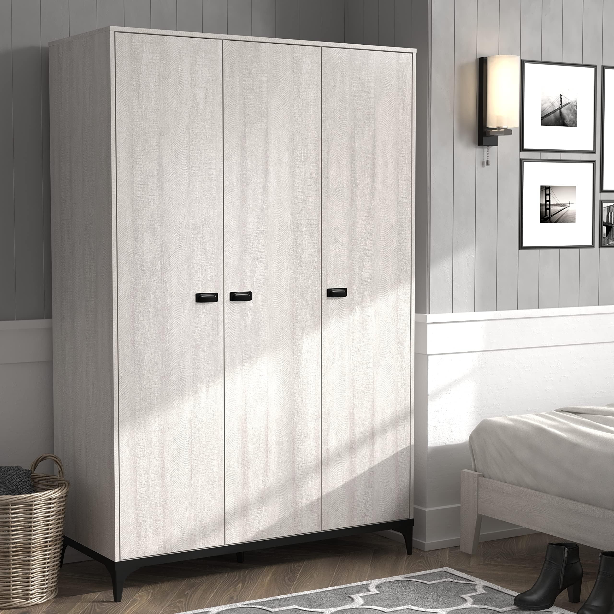Vente-unique - Wardrobe - 4 doors & 2 drawers - L 120 cm - White ...