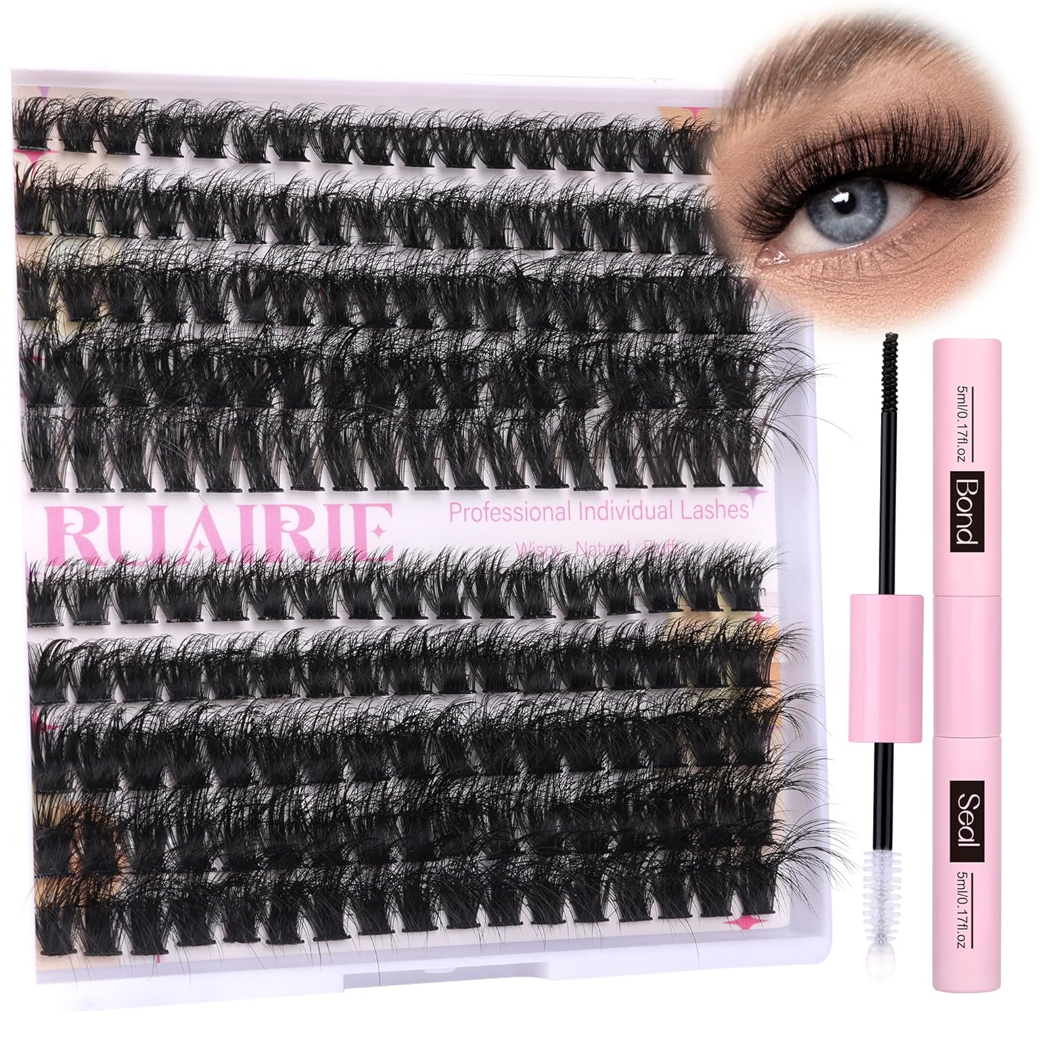 Amazon.com: Ruairie Lash Extension Kit Fluffy Lash Clusters Kit 175pcs ...