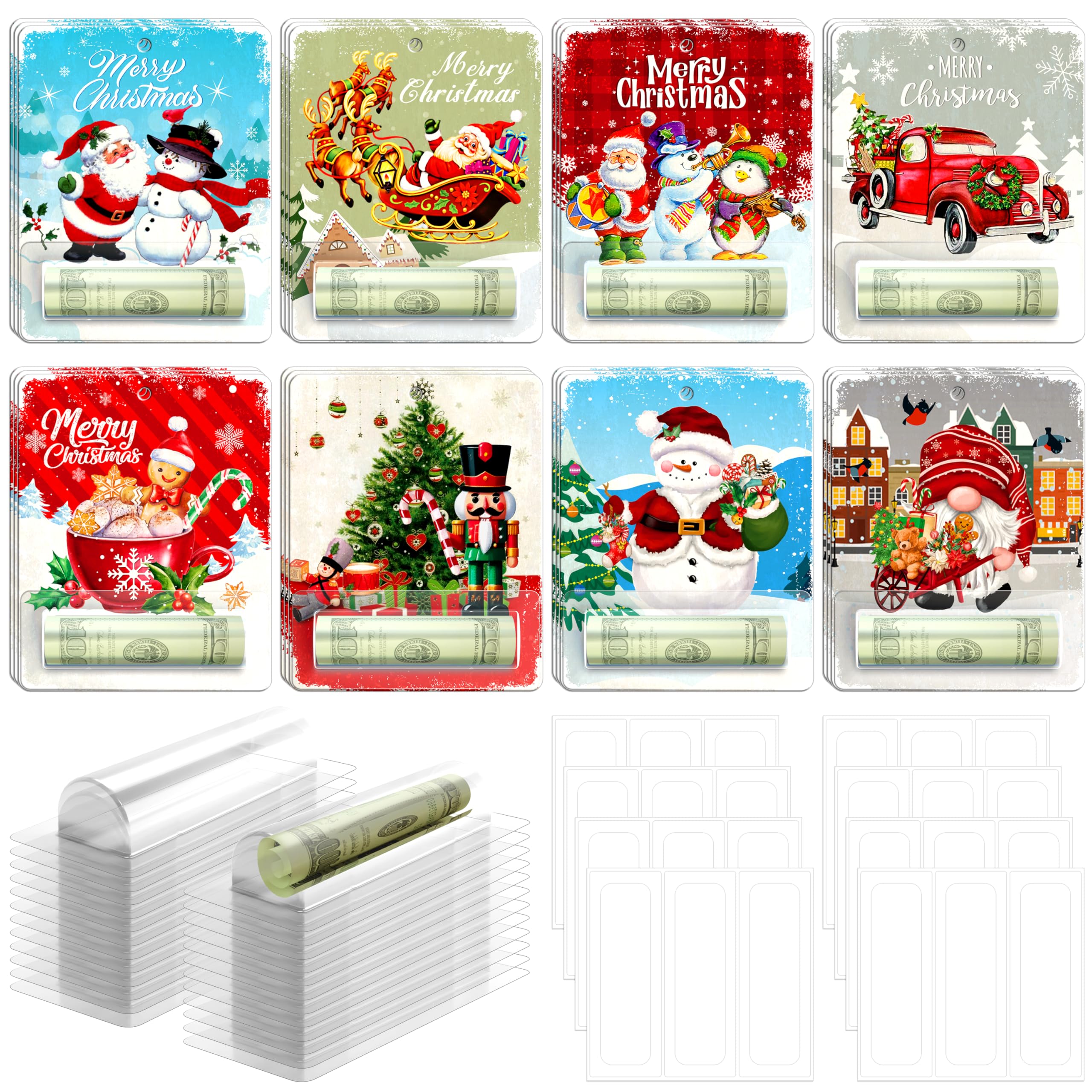Amazon.com: Christmas Money Holders for Cash Gift 24 Sets Vintage Santa ...