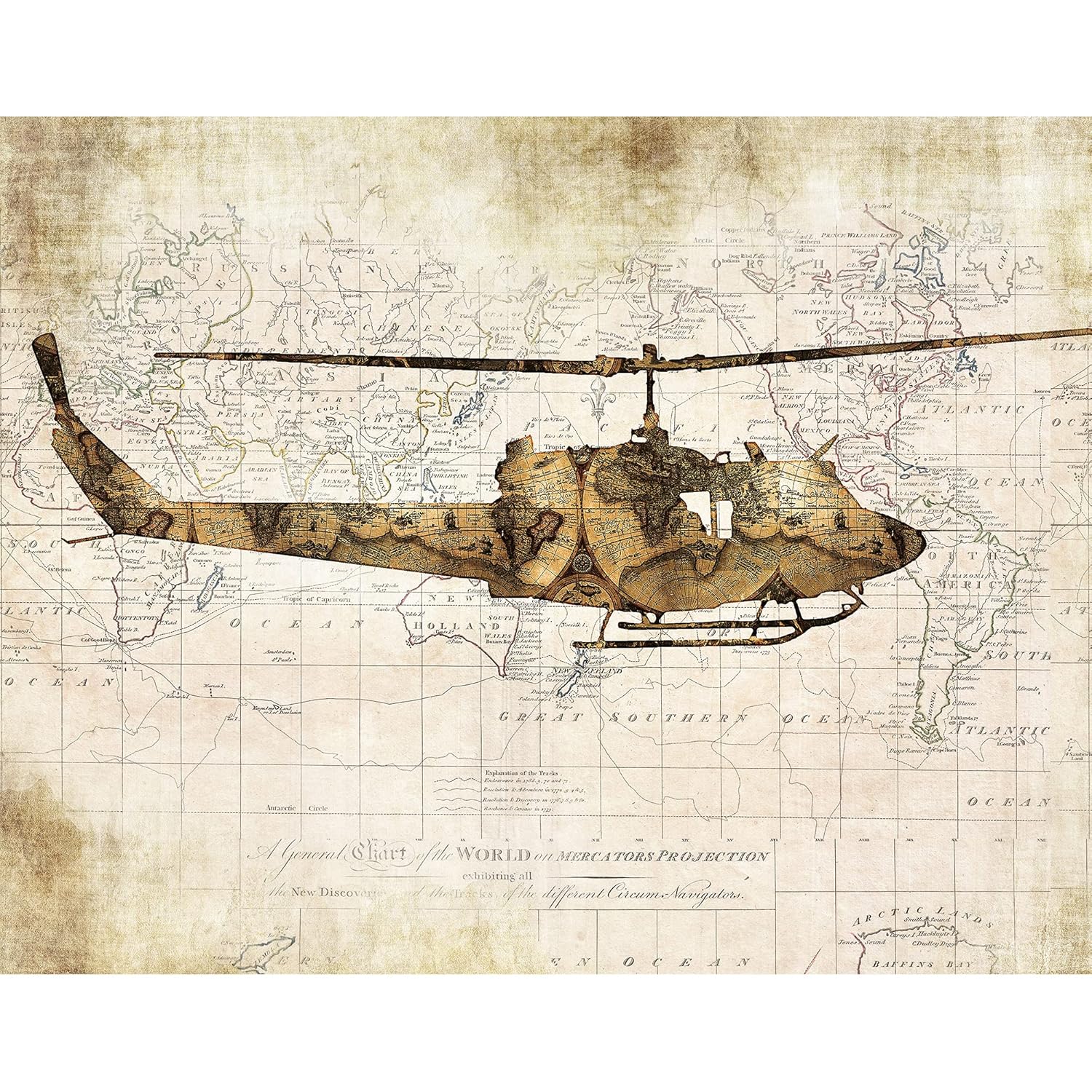 Amazon.com: Bell UH-1 Iroquois 'Huey' Helicopter Wall Art Print, Globes ...
