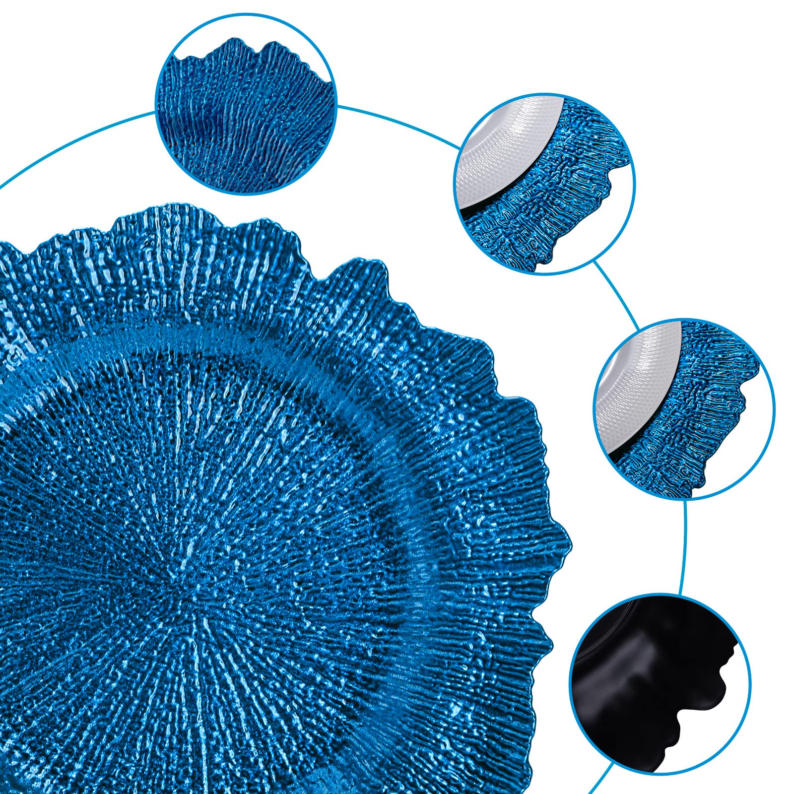 WUWEOT 12 Pack Blue Charger Plates, 13" Plastic Reef Plate Charger Bulk ...