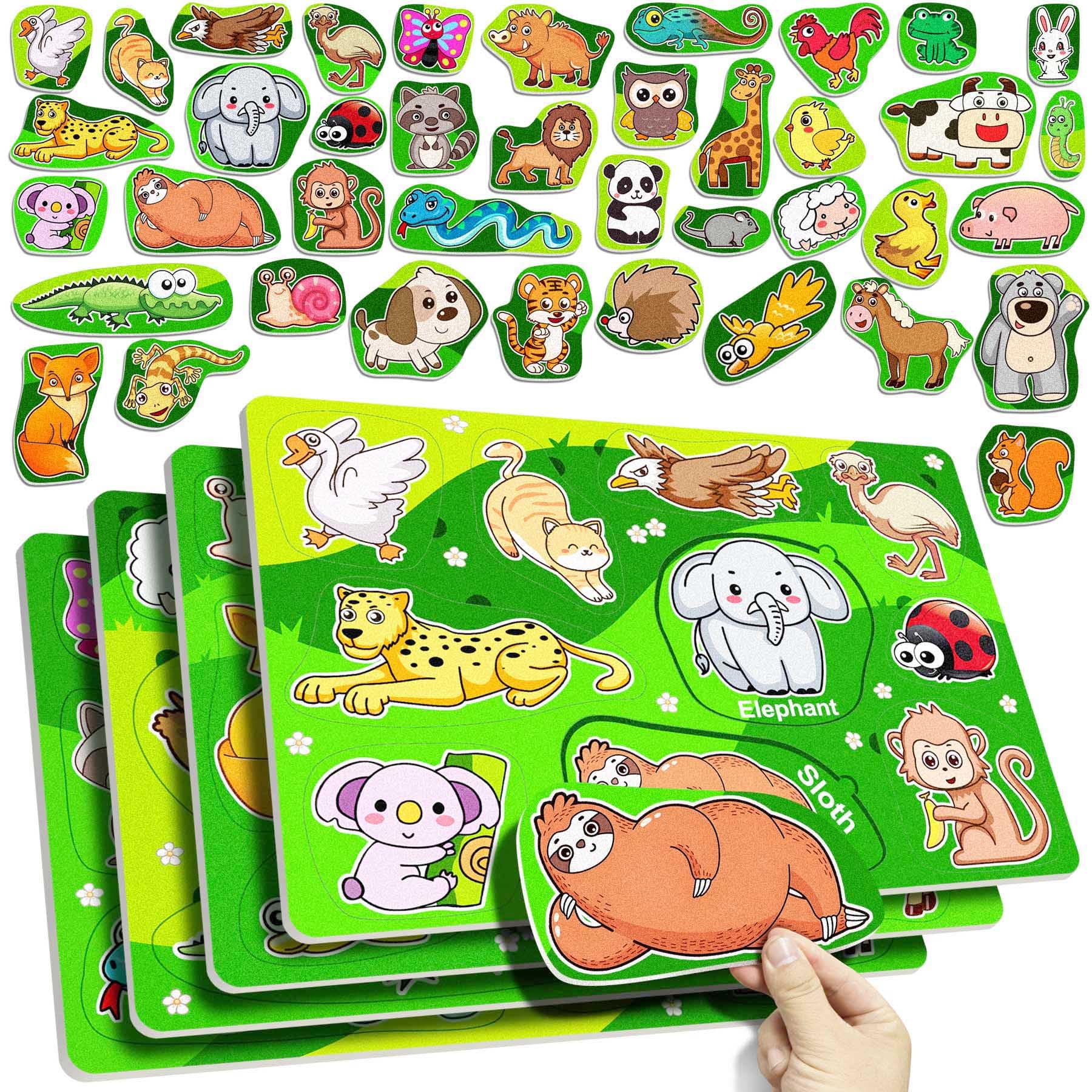 Amazon.com: 4 Pack 40 Pieces Felt Zoo Land Animals Forest Toys for ...