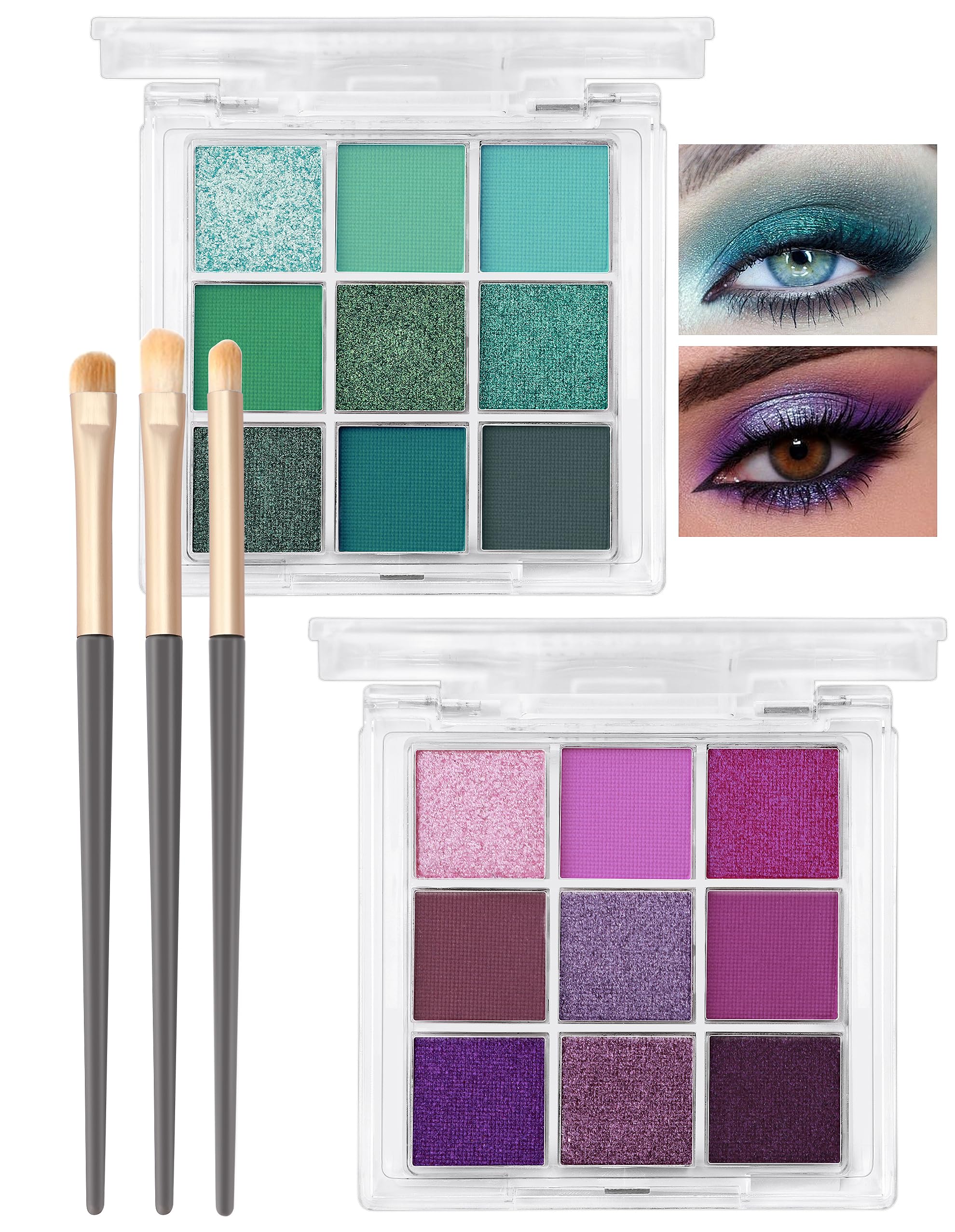 Jutqut 9 Colour Eyeshadow Palette Set, Green, Purple, Eye Shadow ...