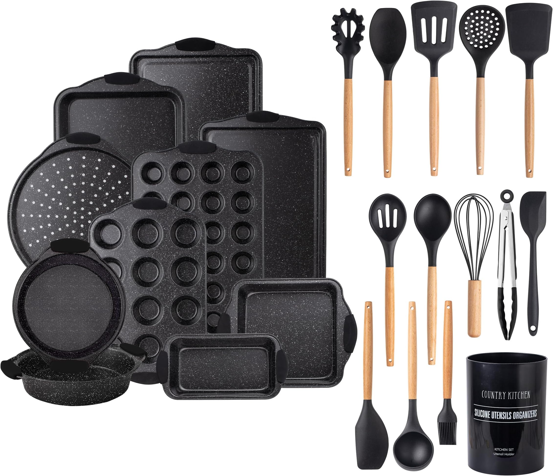 Amazon.com: Country Kitchen Baking Pans & Utensils Bundle- 10 Non-stick ...